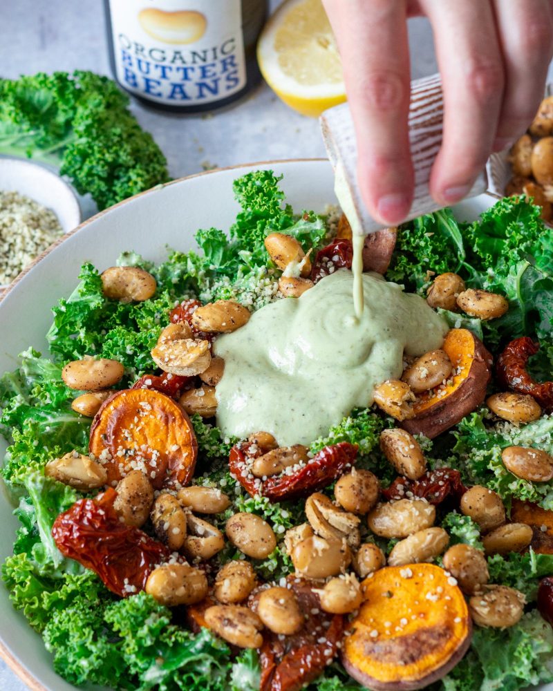 Kale Caesar Salad (with Avocado Caesar Dressing) - Romy London